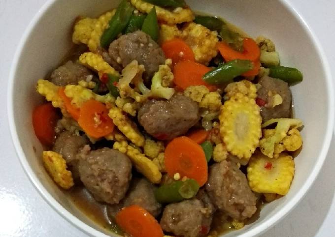 Resep Capcay bakso simple oleh Bunda Azka👪 - Cookpad