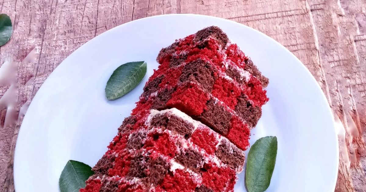 Chocolate And Red Velvet Checker Board Cake Recipe by Augie's ...