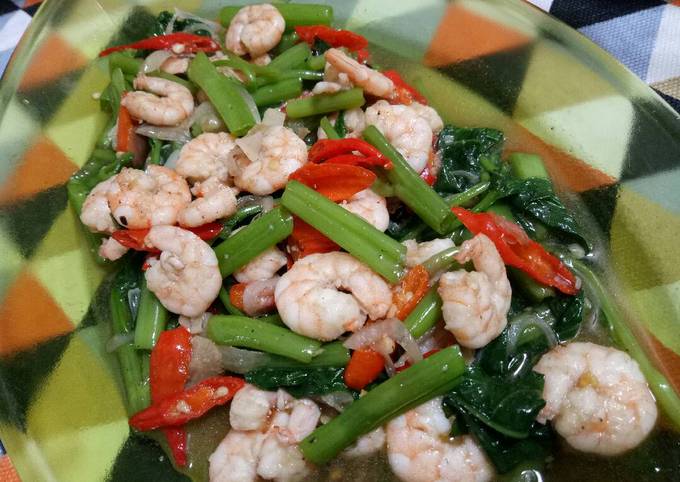 Resep Oseng Kangkung Udang Saus Tiram oleh Etjiew - Cookpad