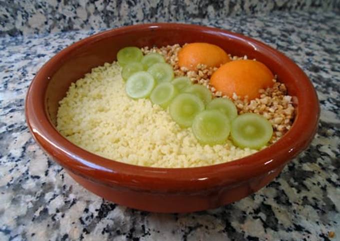 Cuscús dulce con fruta Receta de Hoy tenemos para comer- Cookpad