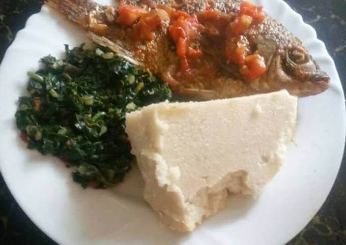 Ugali with Fish and Sukuma wiki Recipe by Morine Achieng - Cookpad