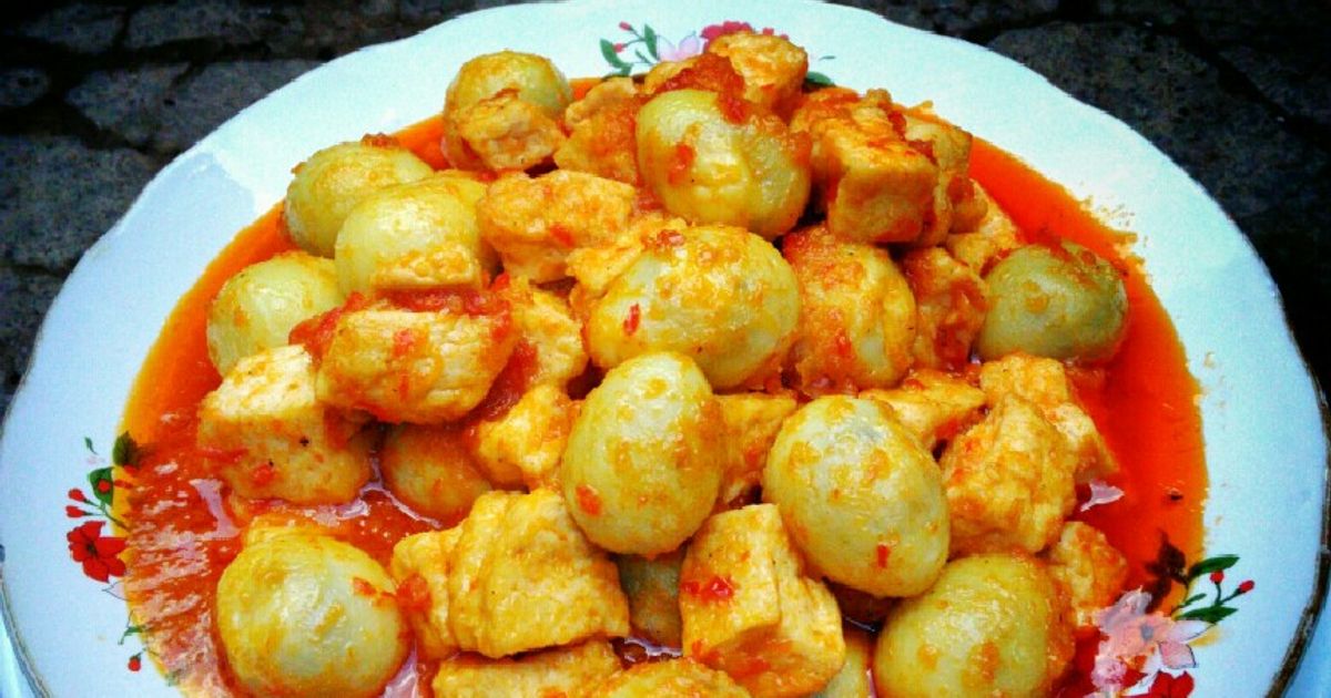 Resep telur puyuh dan tahu sambal rumahan enak dan mudah - Cookpad