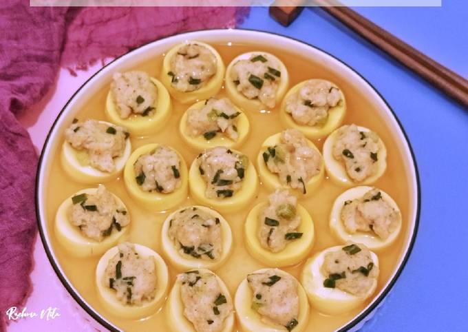 Resep Steam Egg Tofu with Prawn oleh Rachma Nita - Cookpad