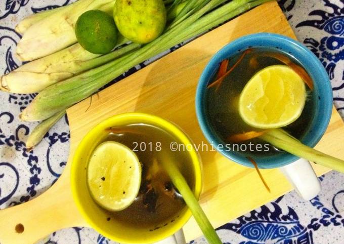 Resep Wedang Jahe, Sereh, Jeruk (Jasruk) oleh Novhiesnotes - Cookpad