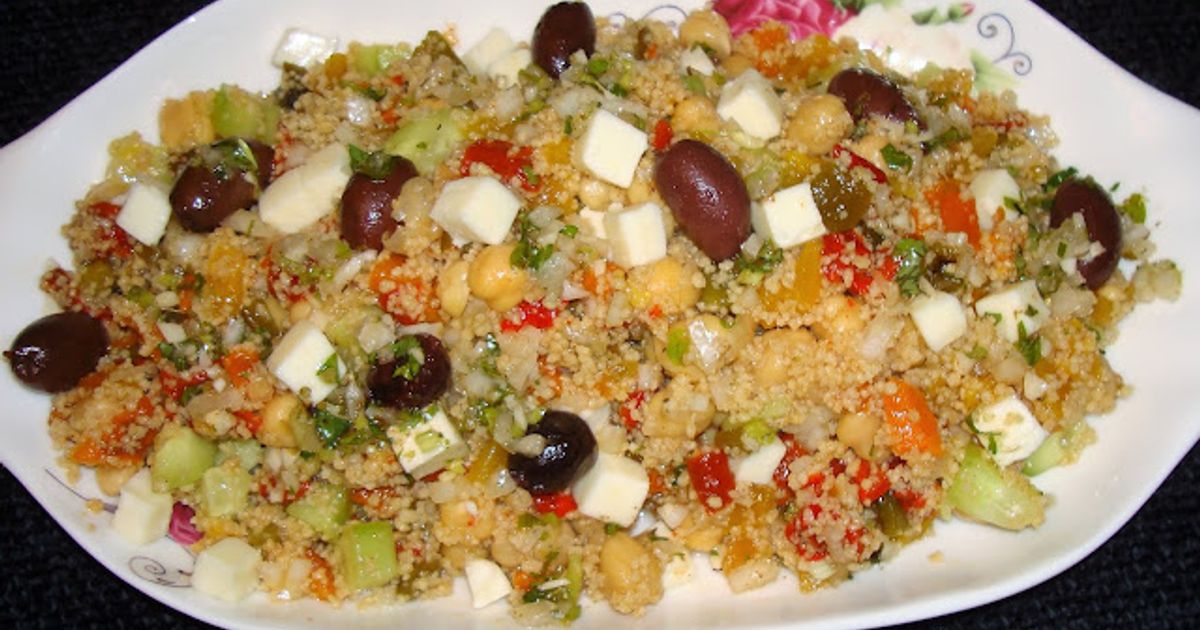 Whole Wheat Couscous Salad With Roasted Peppers And Feta Cheese Recipe ...