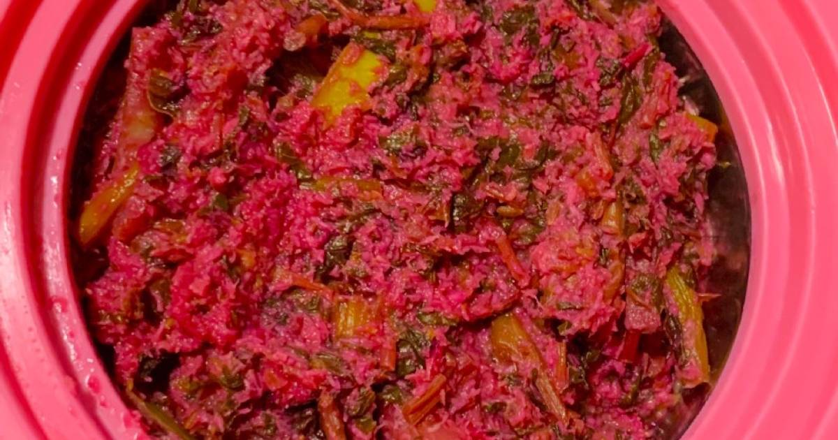 ♥️Red Amaranth Raw Mango Aviyal♥️ Recipe by Ranjini - Cookpad