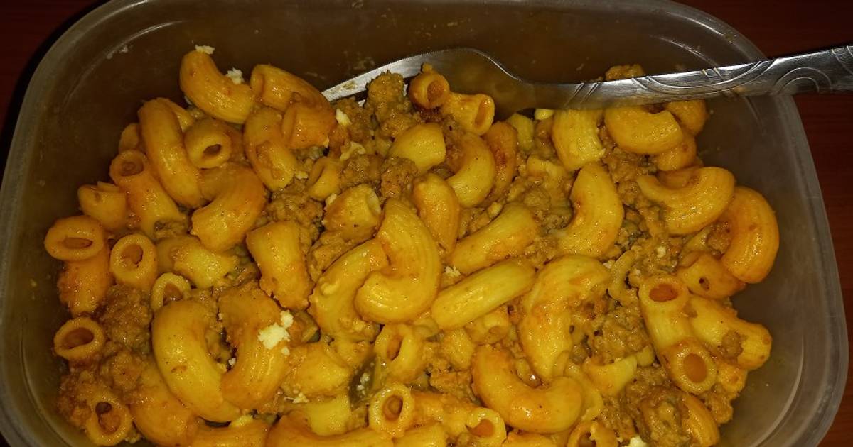 Cremosos coditos con carne molida Receta de Emily- Cookpad