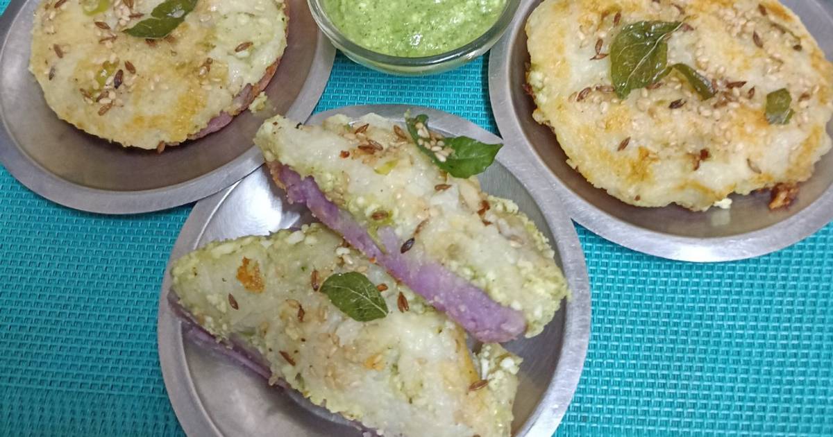 Layered Farali Handvo / Kand Potato Handvo with Paneer Stuffing Recipe ...