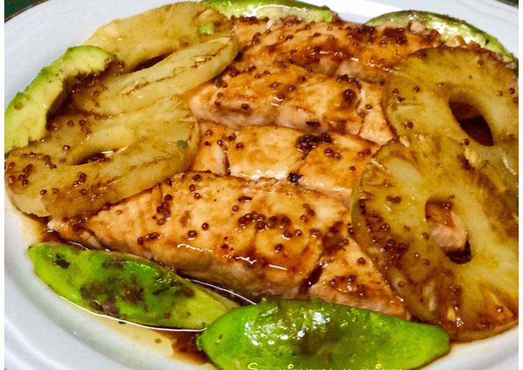 Como hacer receta de rodajas de piña con Salmon