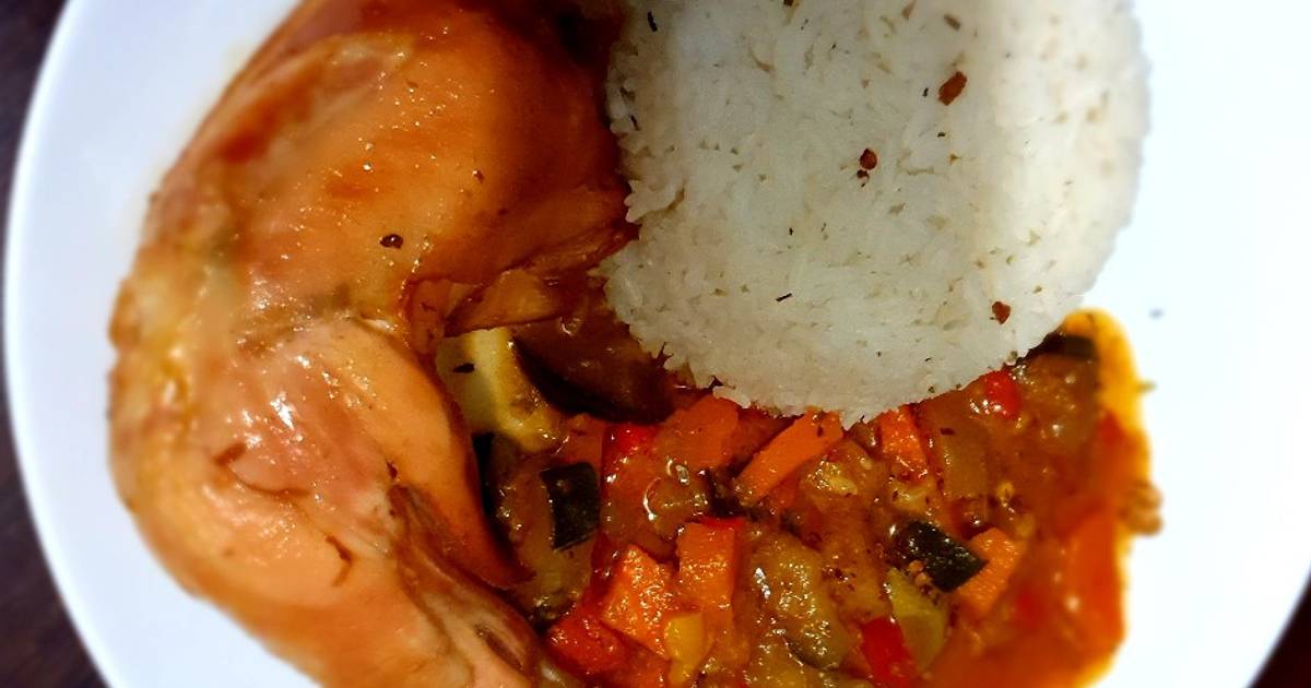 Riz basmati accompagné de légumes/ poulets au four de Mouna Djallali ...