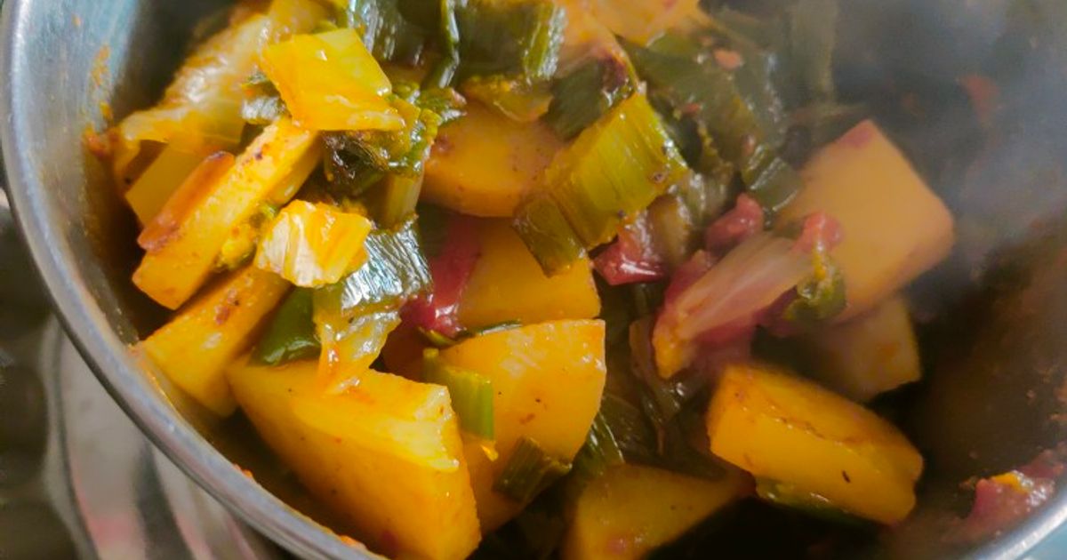 Green Onion And Potato Fry Recipe by Shrestha Sehgal - Cookpad