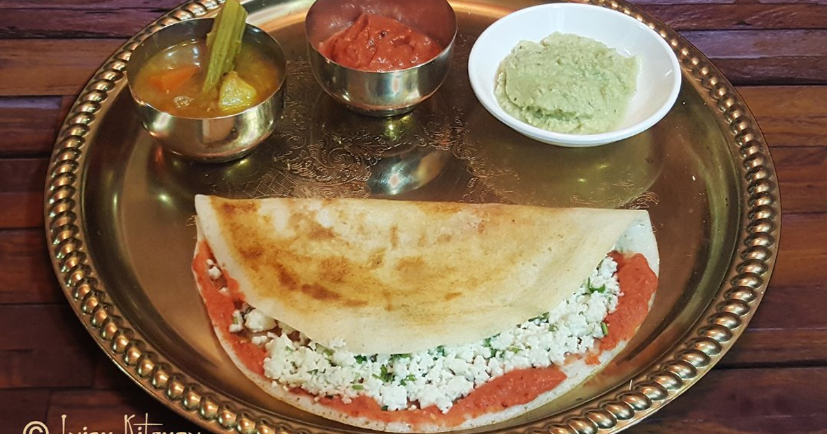 Paneer Dosa, Sambhar And Coconut Chutney Recipe by Inish Issac - Cookpad