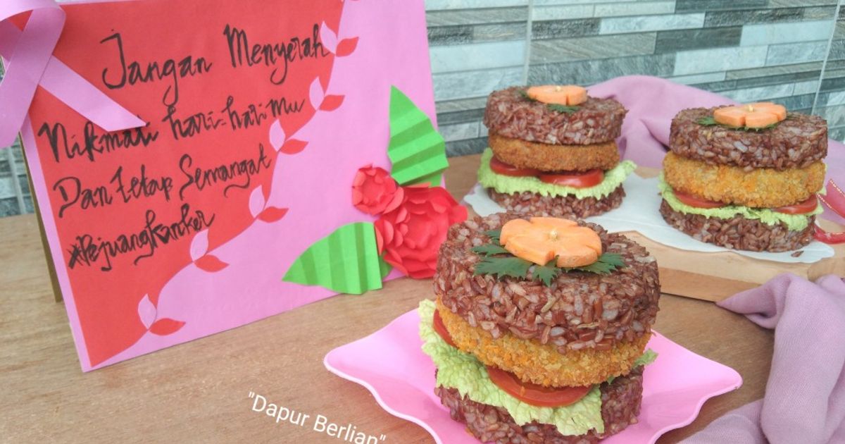Resep Burger Nasi Merah With Patty Tempe Kulit Singkong oleh Jeng Inul ...