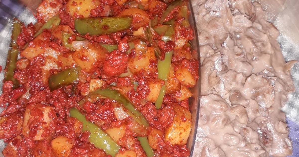Papas guisadas con chorizo picante - 13 recetas caseras- Cookpad