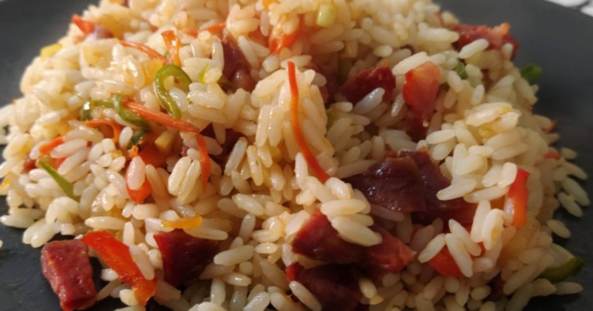 🥘 Arroz salteado con verduras y chorizo Receta de rober_rd- Cookpad