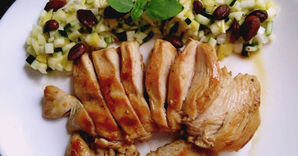 Pechuga De Pollo Con Ensalada De Mango Y Calabacín Receta de Juan ...