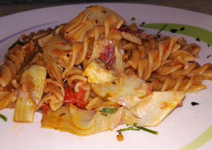 Ricetta Fusilli Integrali con Pancetta Affumicata, Cuore di Carciofi e ...