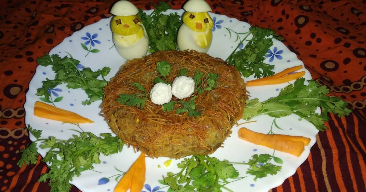 Bird's Nest Snack Recipe by Urbi Bhadra - Cookpad
