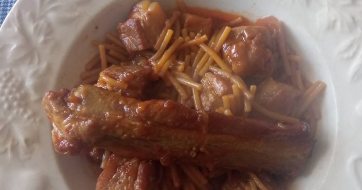 Meloso de fideos con costilla Receta de Xavi- Cookpad