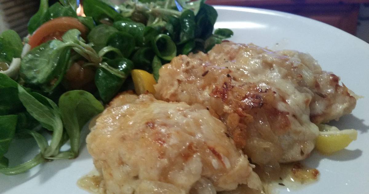 Pechugas de pollo con cebolla caramalizada gratinadas a 2 quesos Receta ...