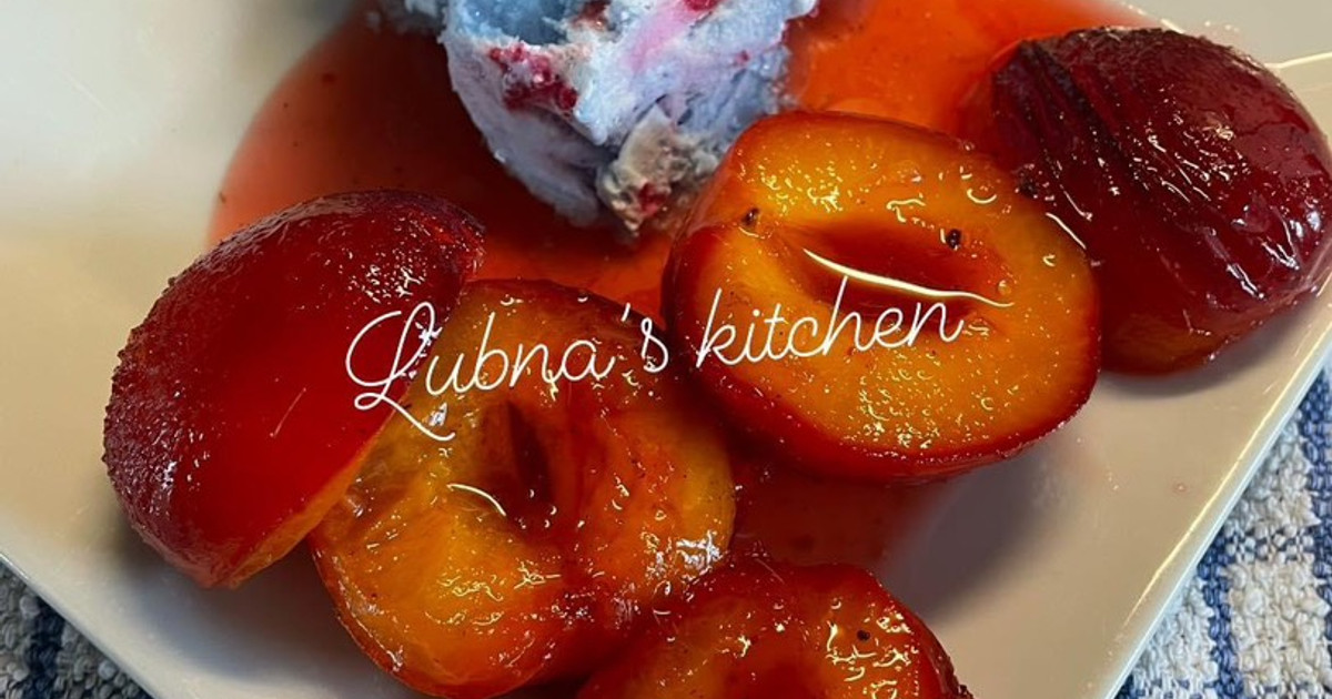 Stewed Plums With Ice Cream: Recipe by Lubna’s Kitchen - Cookpad
