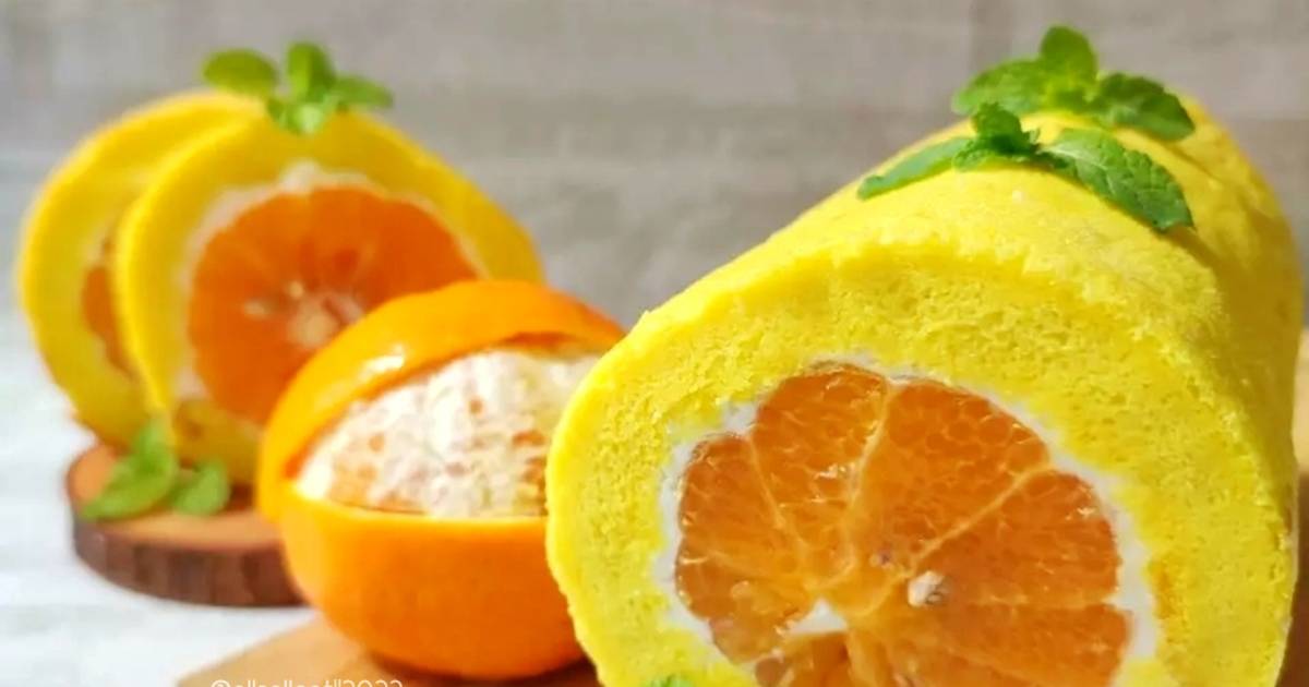 Resep Orange Swiss Roll Cake (Bolu Gulung Jeruk) oleh Ellaelloet - Cookpad