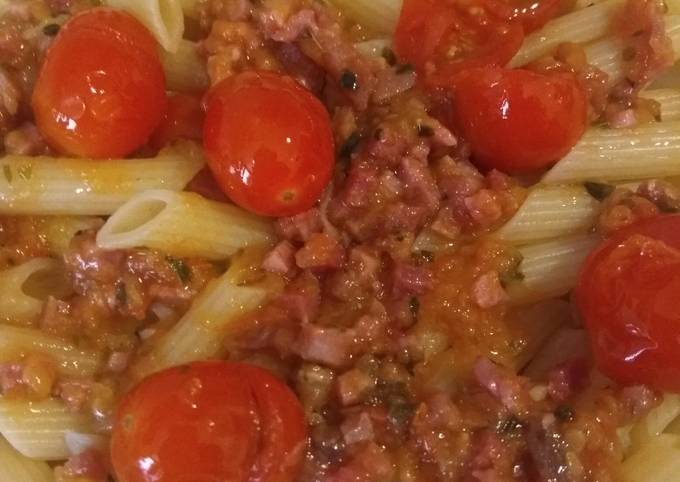 Macarrones con cherry y jamón Receta de Amanda - Cookpad