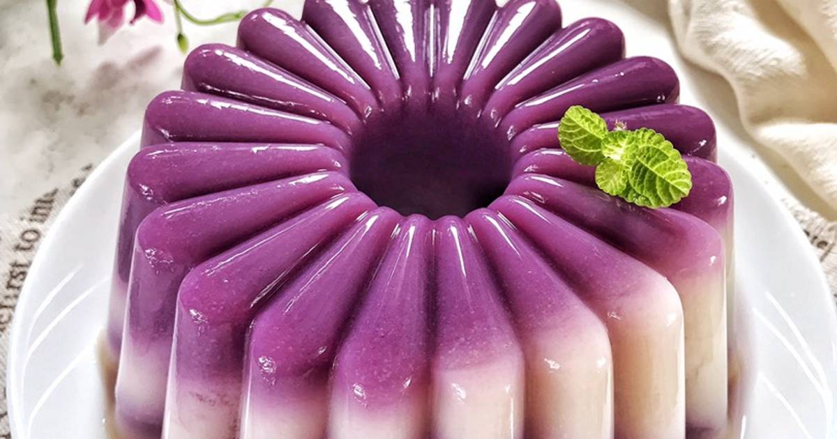 Resep Puding Lapis Ubi Ungu, tips mengukur kapasitas cetakan oleh ...