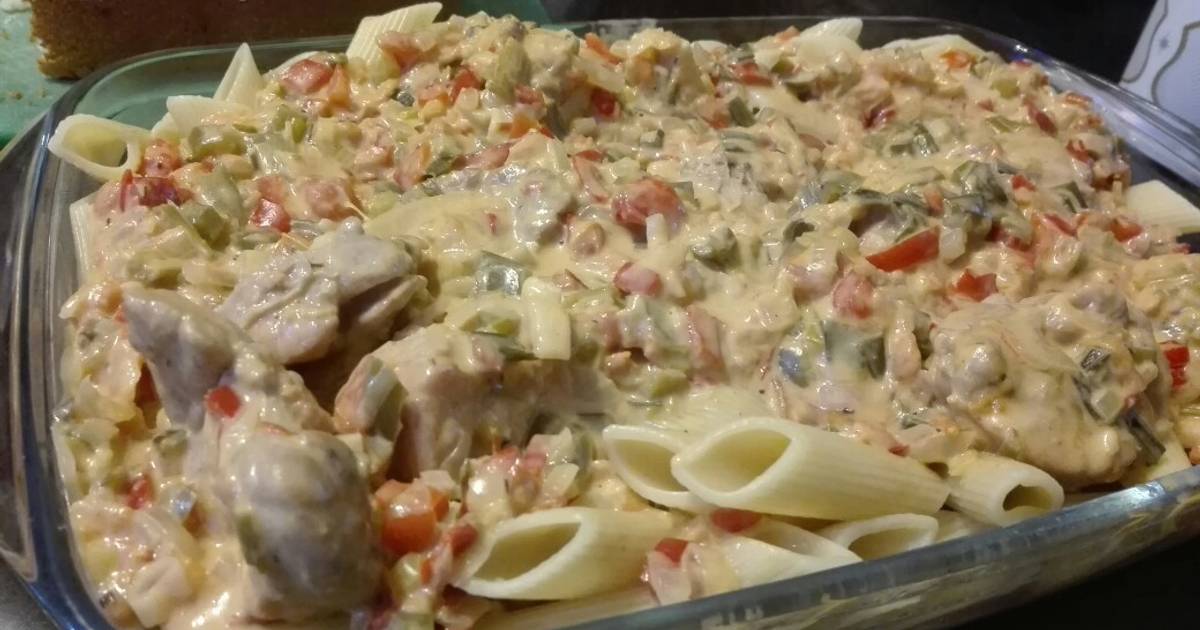 Fideos mostacholi con salsa de mollejas al verdeo con queso crem Receta ...