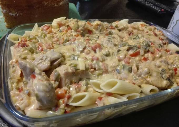 Fideos mostacholi con salsa de mollejas al verdeo con queso crem Receta ...