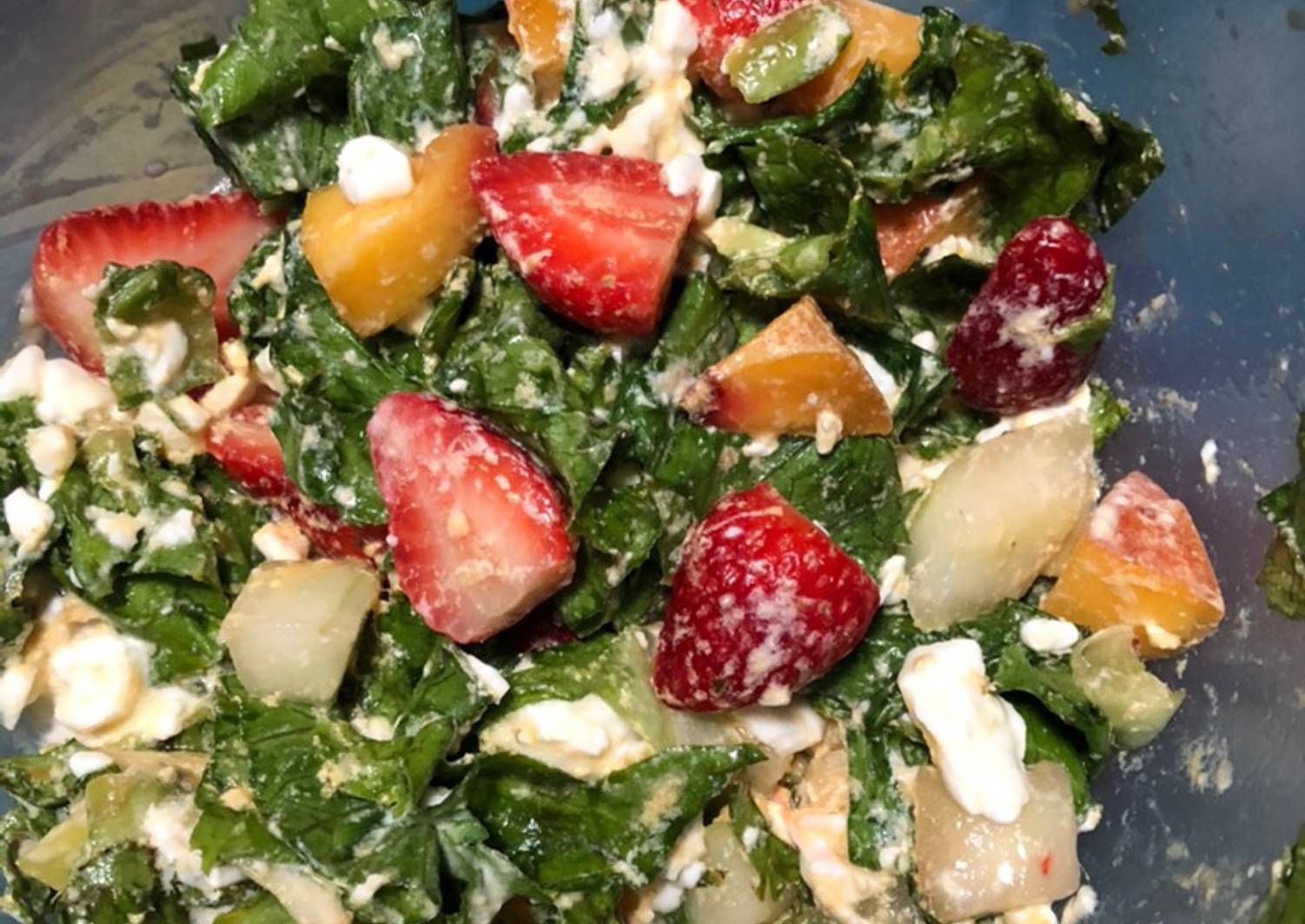 Ensalada de lechuga con frutas y queso cottage Receta de normakiml- Cookpad