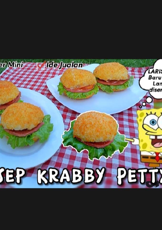 Resep Burger mini Enak, Krabby Patty Goreng oleh Dapur Ceria 🦞 - Cookpad
