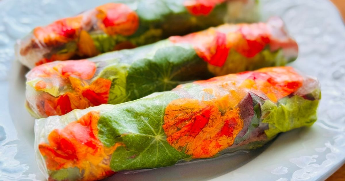Char Siu Pork & Nasturtium Fresh Spring Rolls Recipe By Dory