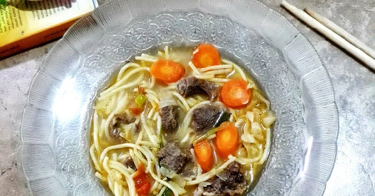 Resep Spaghetti kuah kaldu sapi oleh Ani Brilian - Cookpad
