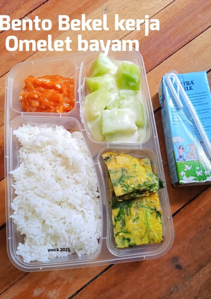Resep Bento Bekel kerja Omelet Bayam oleh Yuni Kurniasih, - Cookpad