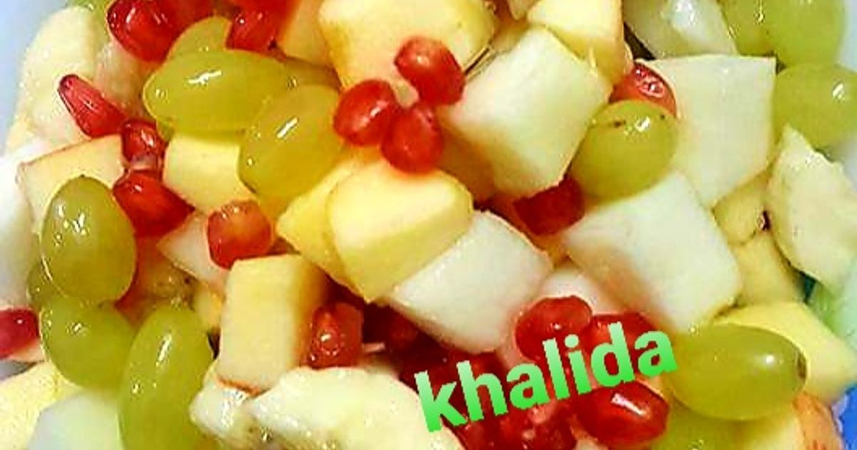 Three Colour Fruit Salad Recipe by Khalida Arain - Cookpad