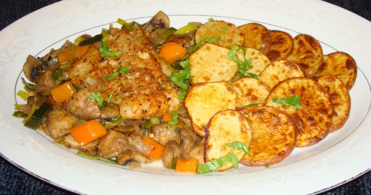Broiled Pollock With Leeks And Cremini Mushrooms. Jon Style Recipe By ...