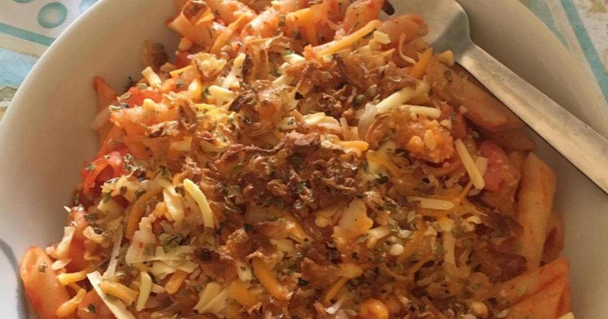 Macarrones con queso y cebolla frita Receta de Silvia- Cookpad