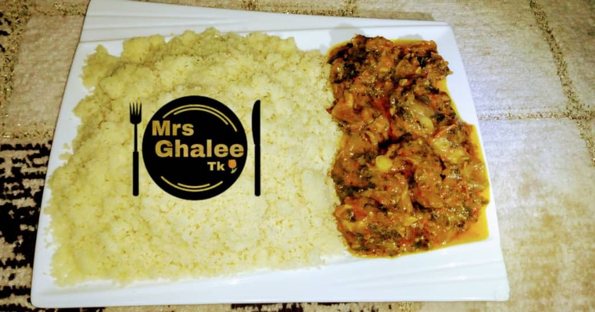 Cous Cous Da Miyan Alayyahu Da Yakuwa Da Gyada Recipe by Mrs Ghalee Tk ...