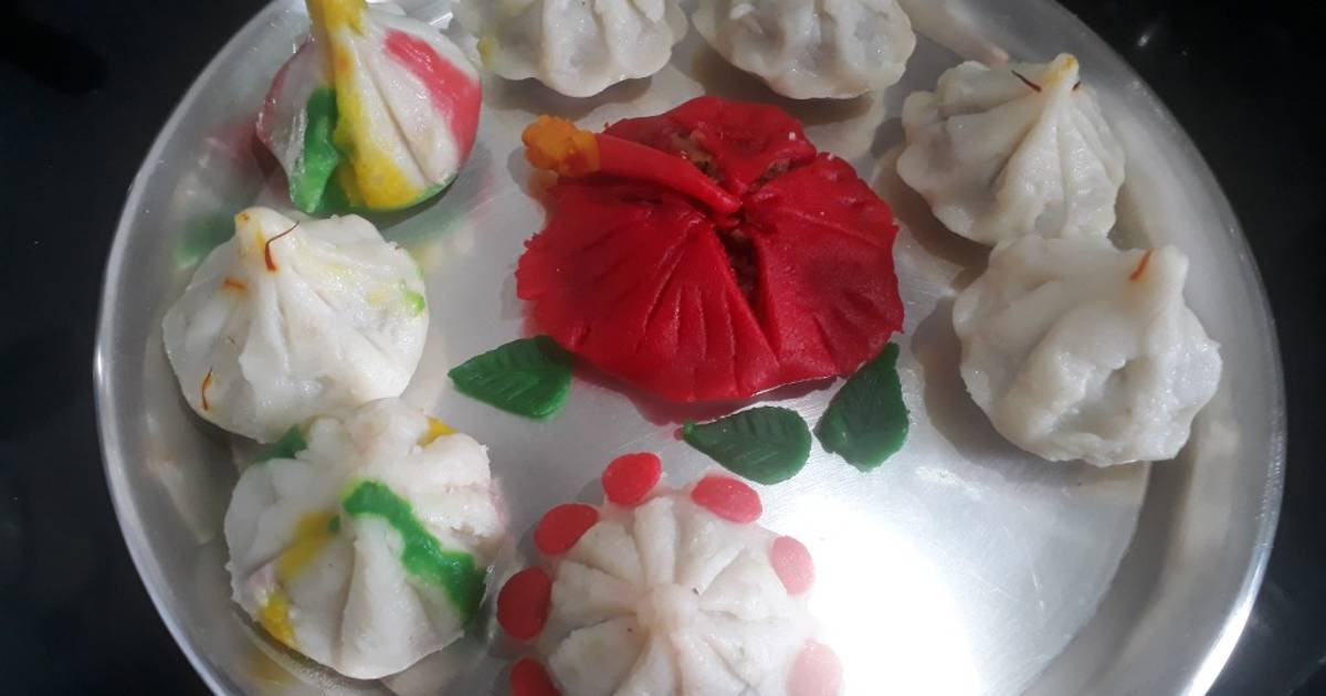 Hibiscus shape Steamed modak Recipe by Supriya - Cookpad