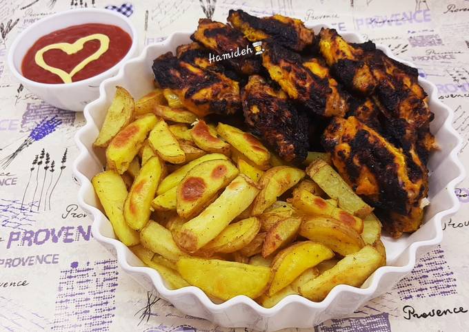 طرز تهیه بال کبابی وسیب زمینی تنوری در فر😋 ساده و خوشمزه توسط 👩‍🍳 ...