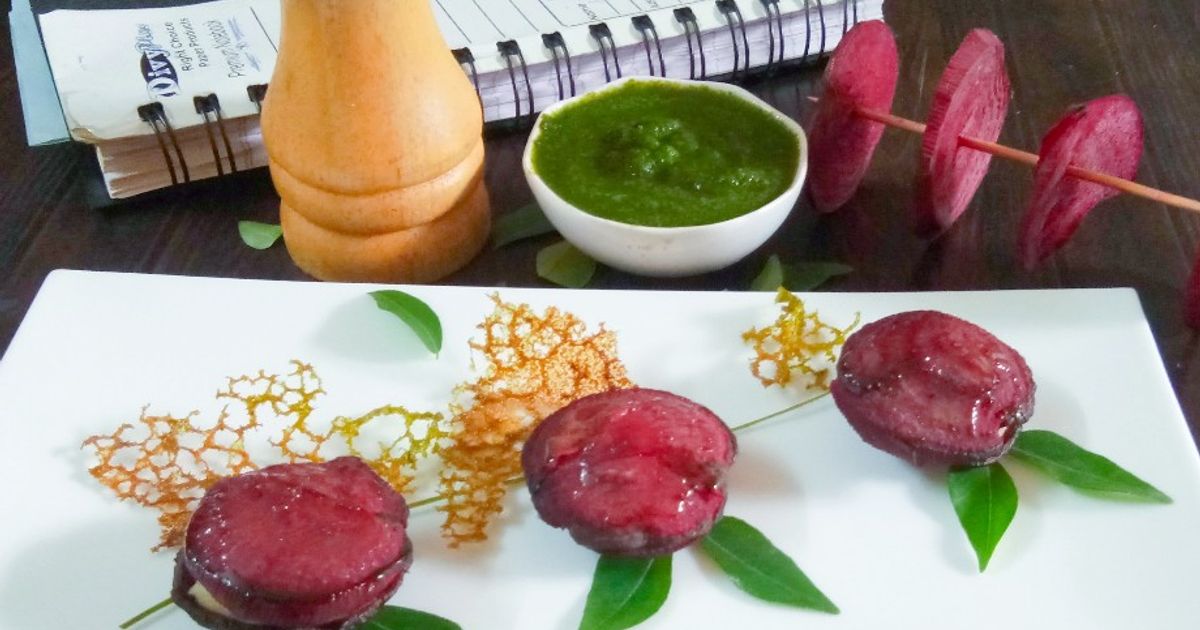 Roasted Beetroot Bites With Coriander Chutney Tuile Recipe by Leena ...