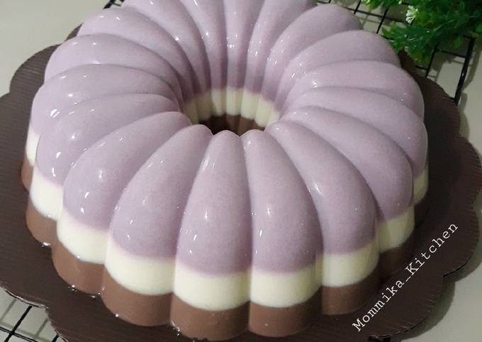 Resep Puding lapis taro cokelat vanila oleh Mommika Kitchen - Cookpad