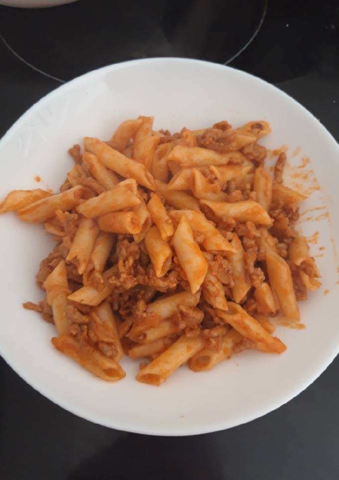 Macarrones con carne picada y cebolla Receta de Vero Loan- Cookpad