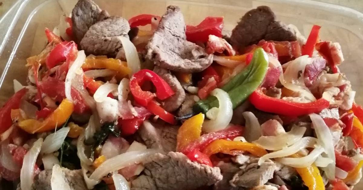 Carne a de res con pimiento y cebolla - 393 recetas caseras- Cookpad
