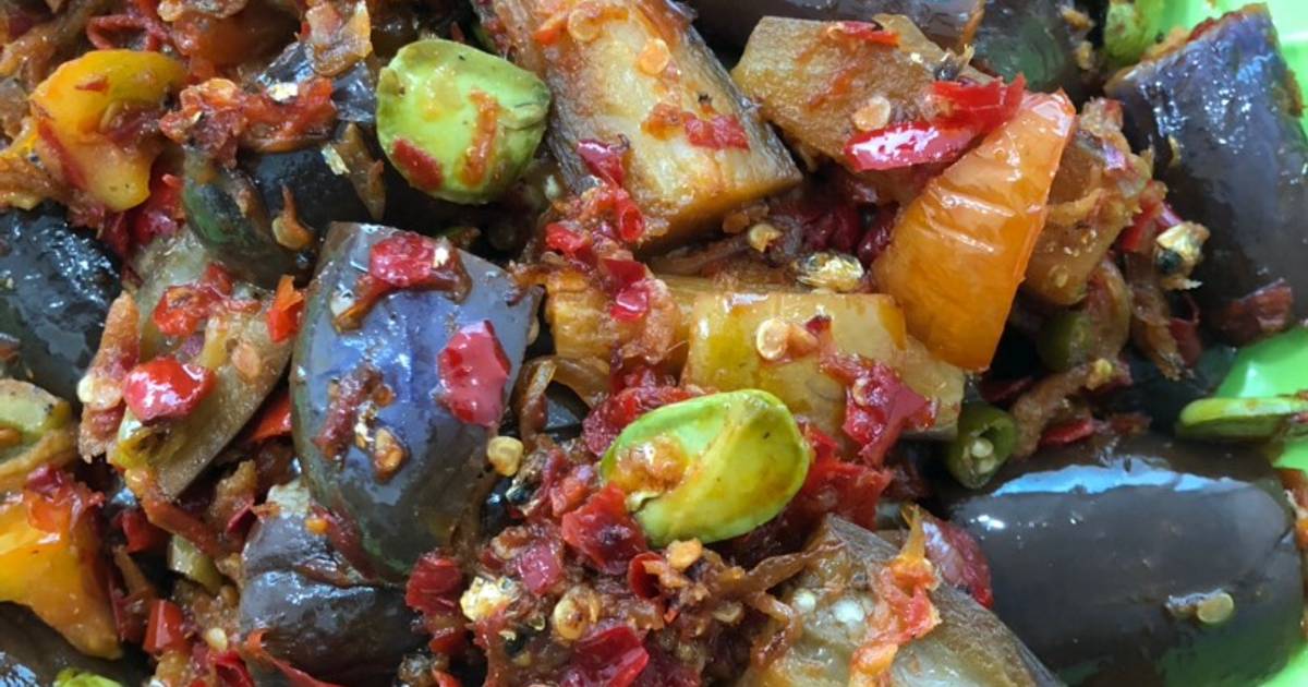 Resep Terong rebus mix pete teri balado oleh yuu - Cookpad