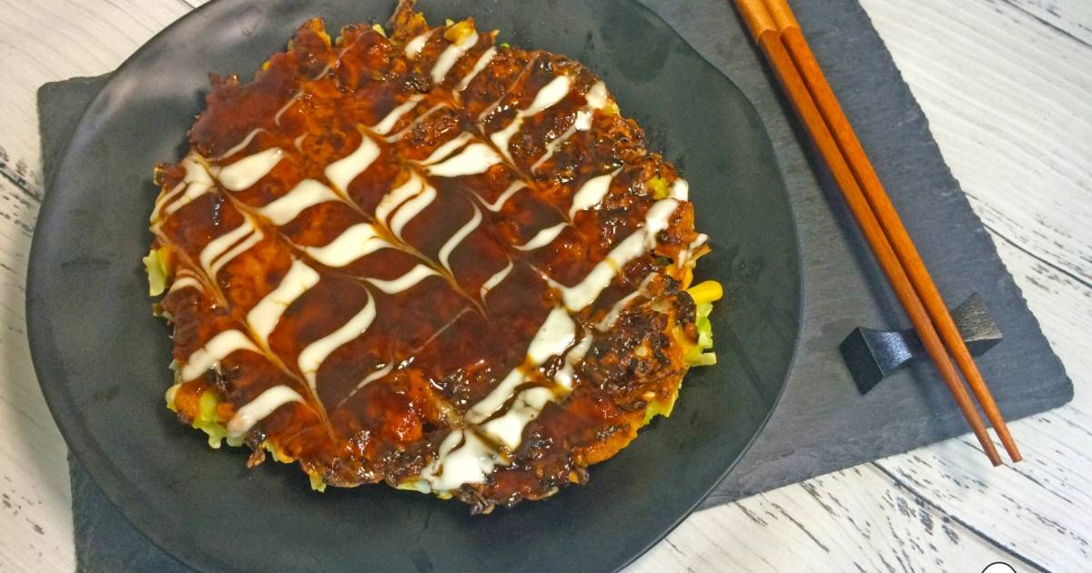 Resep Okonomiyaki (Japanese pancake, chicken, & vegetables) 鶏肉お好み焼き ...