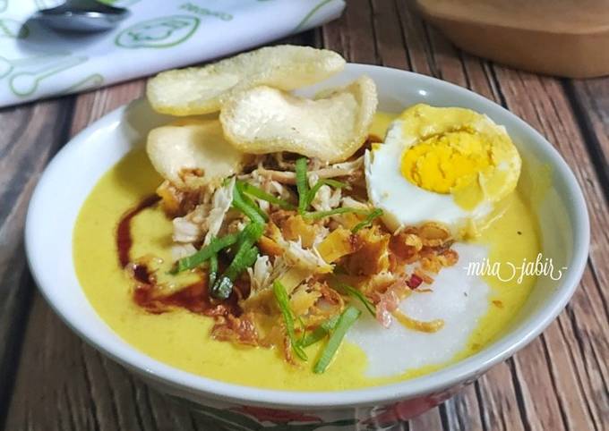 Resep Bubur Ayam Kuah Kuning (Nasi Sisa) oleh Mira_Jabir - Cookpad