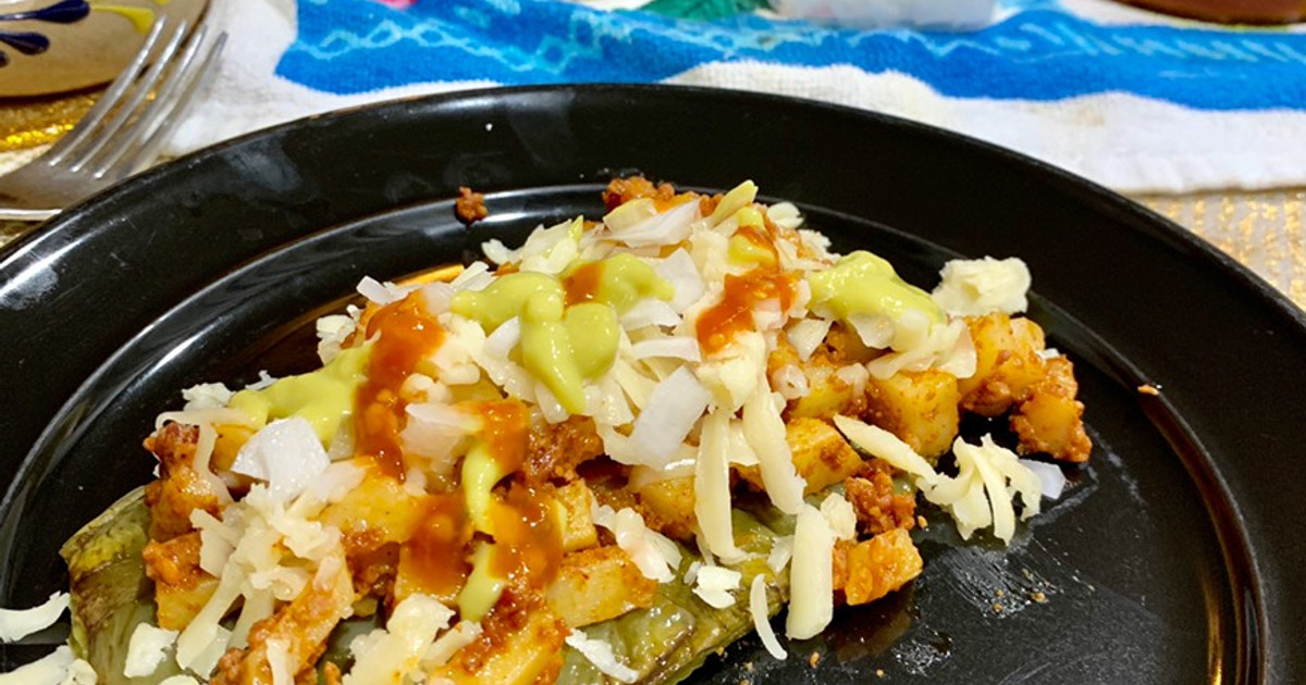 Huarache De Nopal Con Papas Y Chorizo Receta de Karen☀️- Cookpad