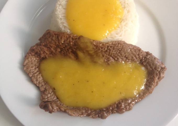 Bistec con salsa de mango y arroz con coco Receta de Miguel Mendoza ...
